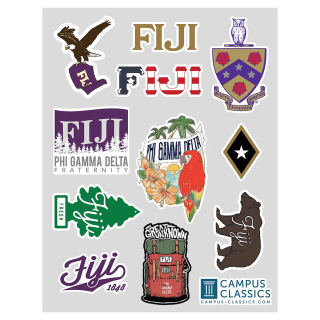 FIJI Sticker Sheet - Campus Classics
