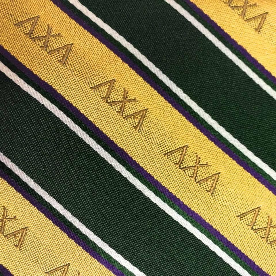 Lambda Chi Dark Green and Gold Striped Silk Tie – Campus Classics