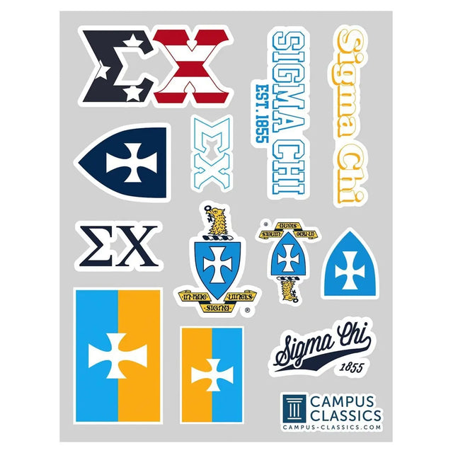 Sigma Chi Sticker Sheet - Campus Classics