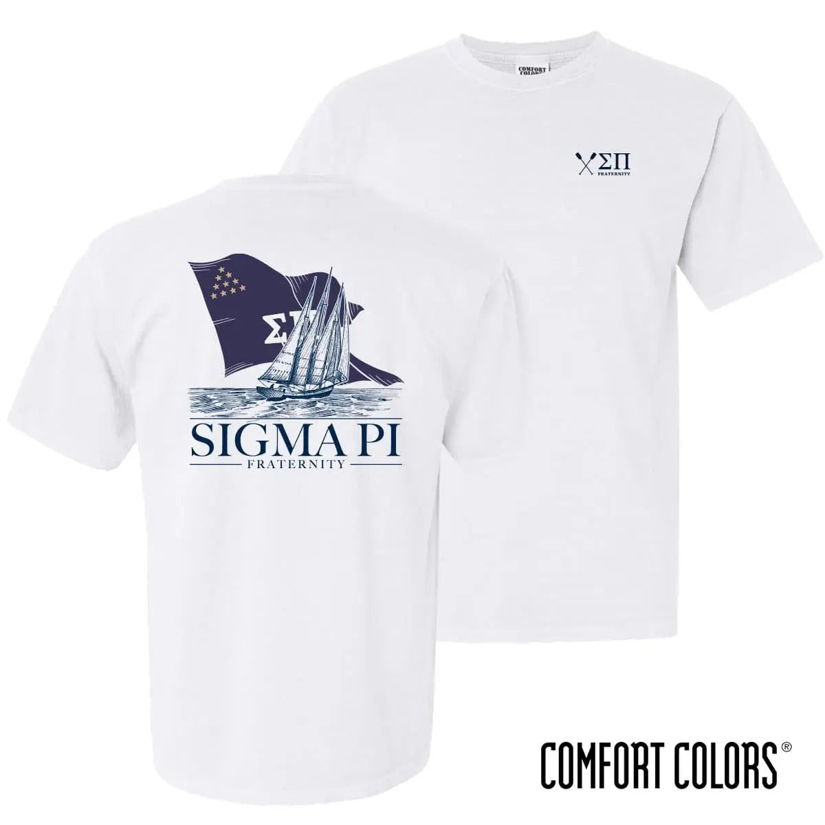 Sigma Pi Comfort Colors White Seafarer Short Sleeve Tee – Campus Classics