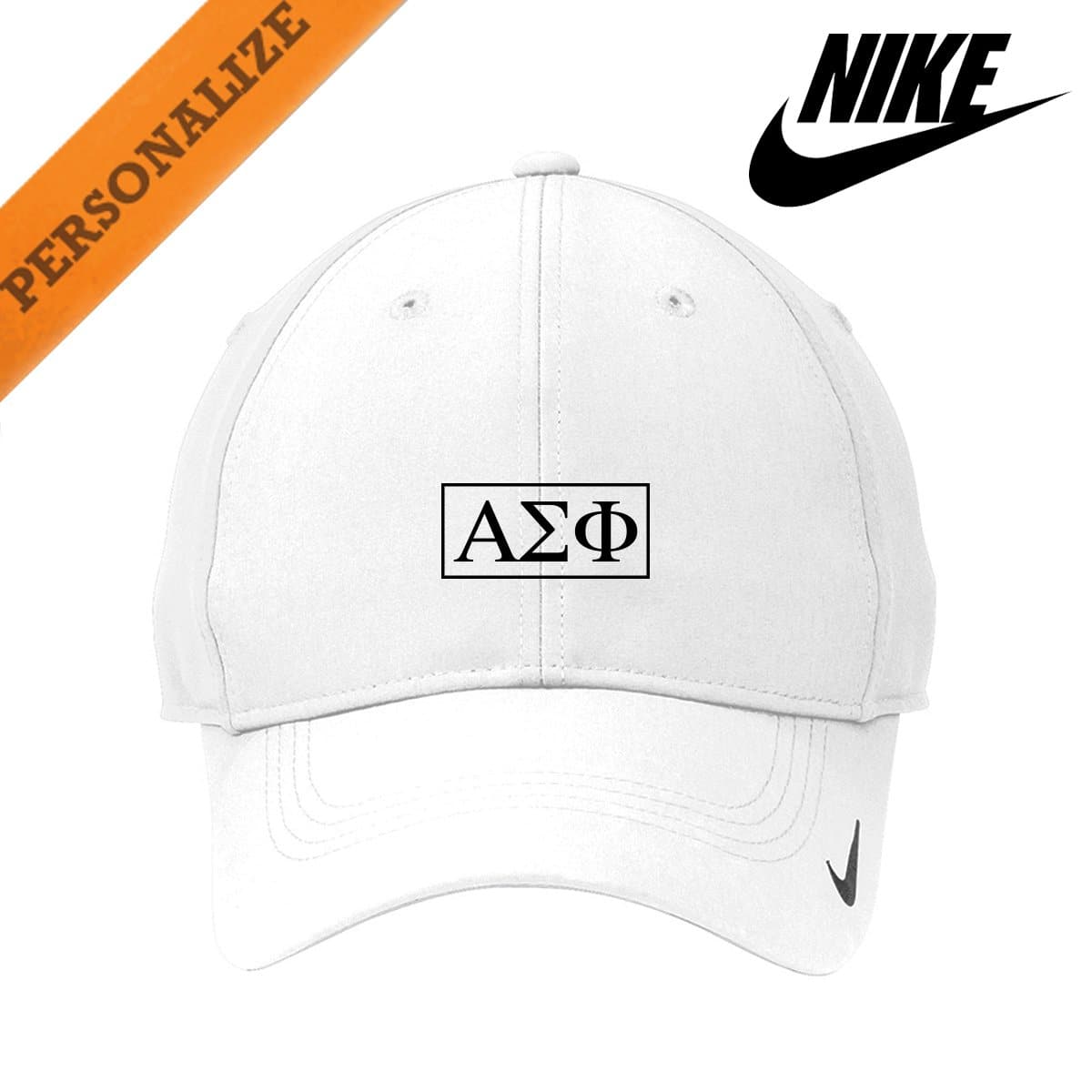 Alpha Sig Personalized White Nike Dri-FIT Performance Hat – Campus Classics